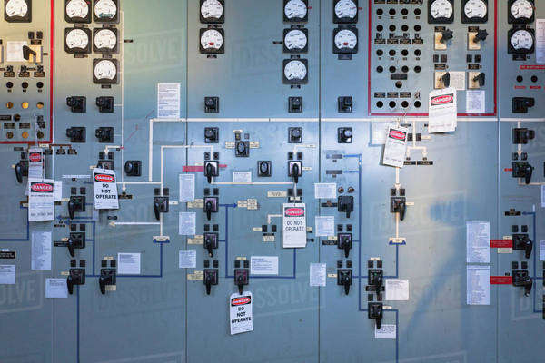A Control Panel At An Old Power Plant; Wabamun, Alberta, Canada - Stock ...