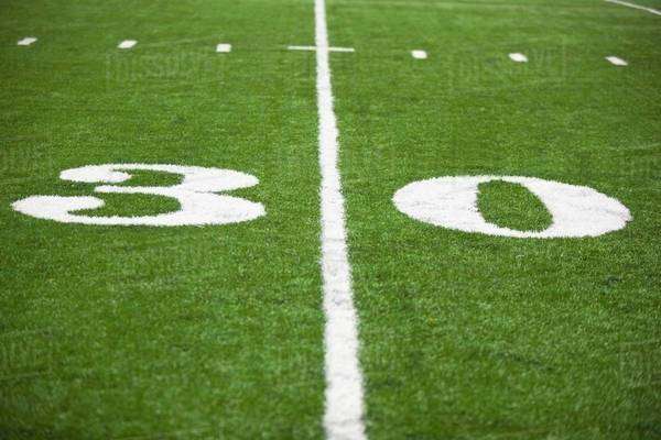 The 30 Yard Line Marked On A Football Field - Royalty-free Stock Photo ...