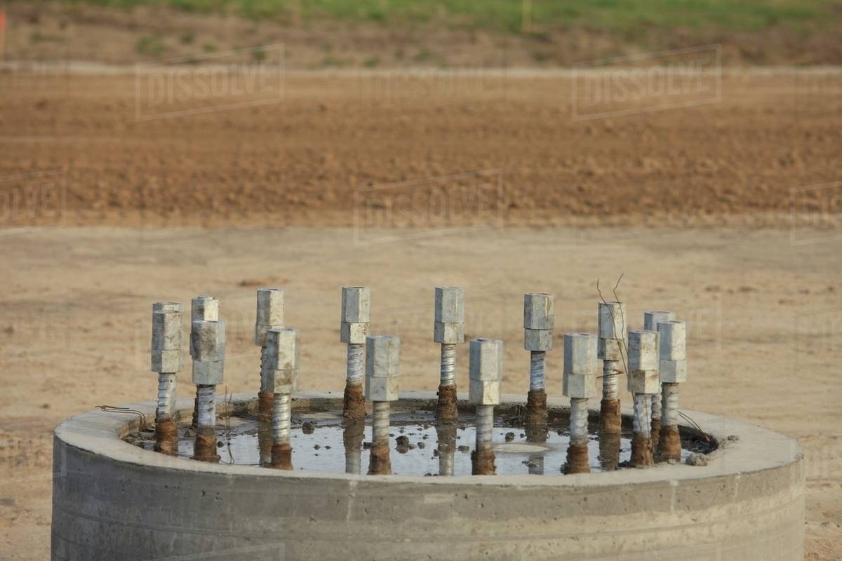 Concrete Piling Of A Light Pole Base On A Construction Site; Edmonton ...