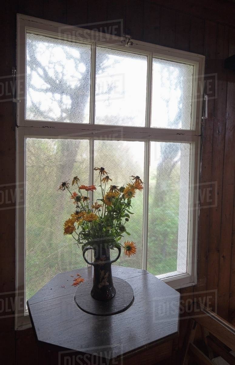 A Bouquet Of Flowers In A Vase On A Table By The Window; Northumberland ...