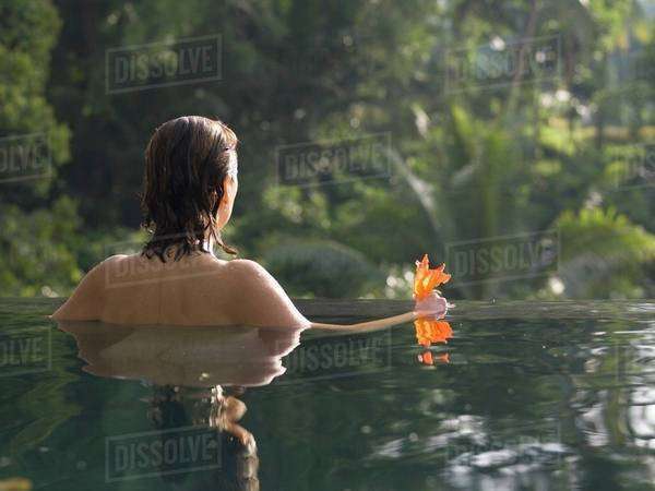 Woman; Woman Bathing In A Lake - Royalty-free Stock Photo | Dissolve