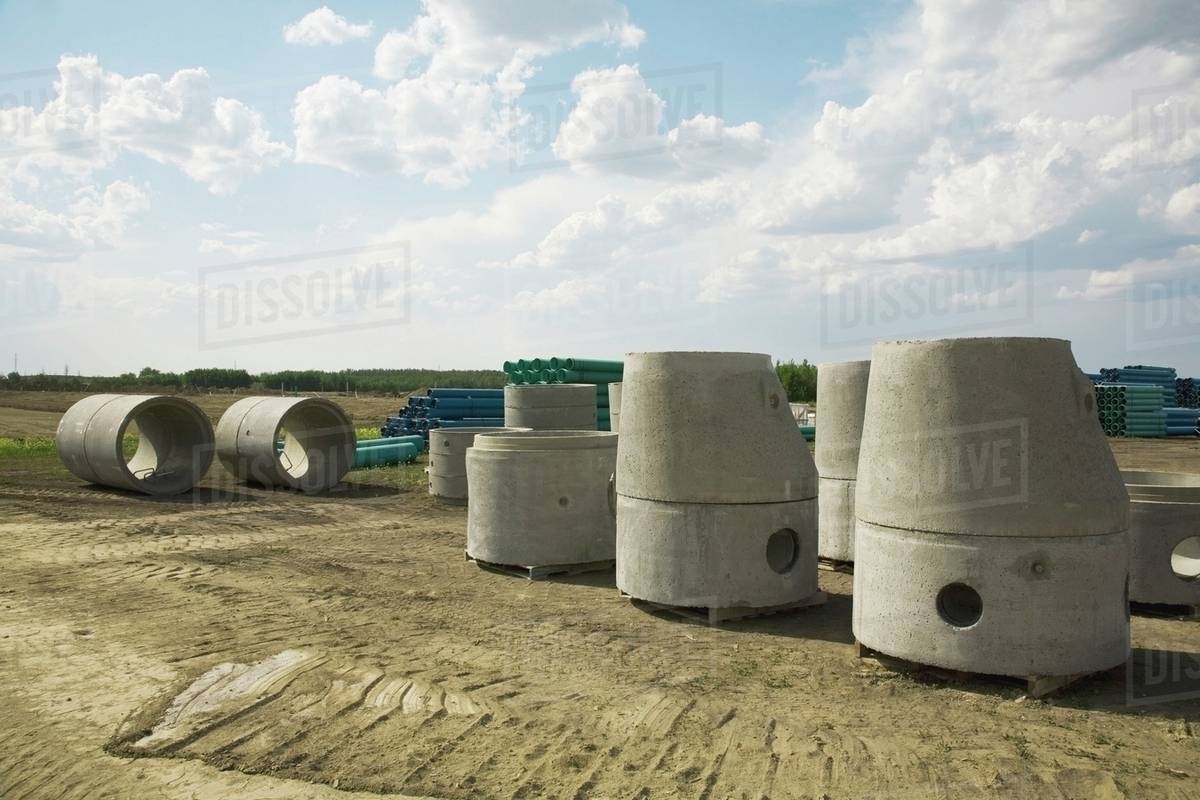Urban Infrastructure Materials For Sewer And Water Lines - Royalty-free ...