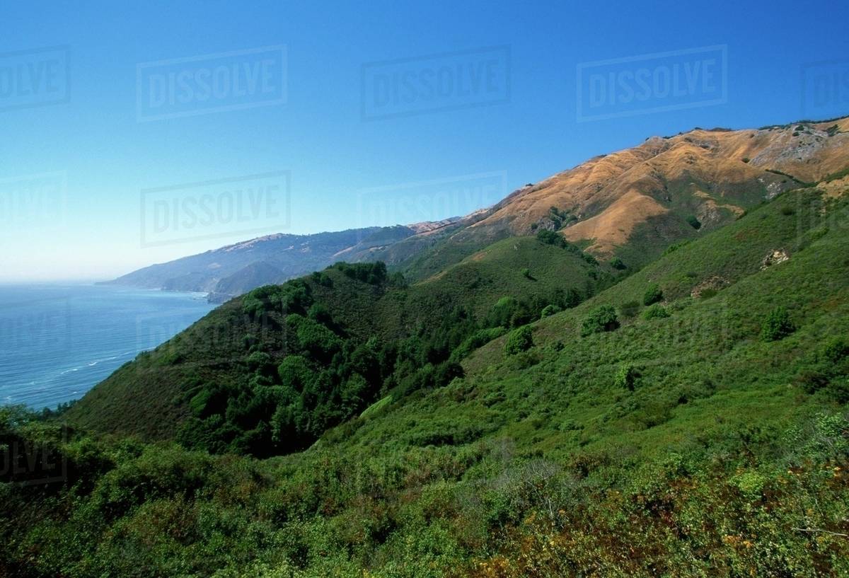 Hillside With The Ocean In The Distance - Royalty-free Stock Photo ...
