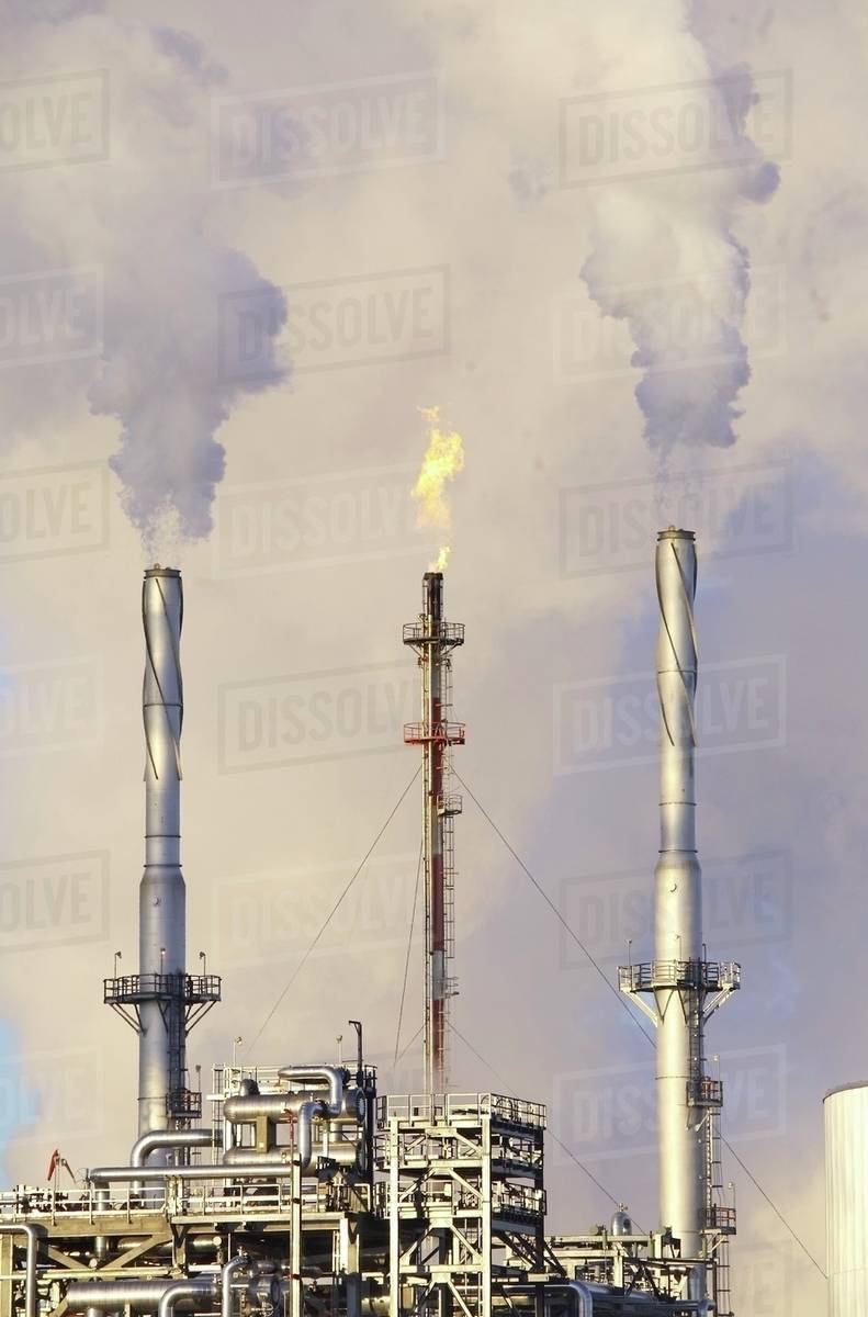 Oil Refinery - Stock Photo - Dissolve