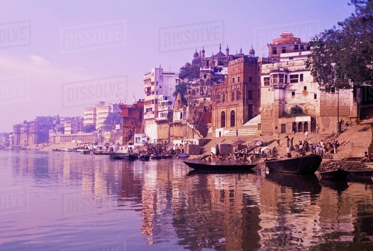 Ghats On The Bank Of The Ganges River, Varanasi, India - Royalty-free ...