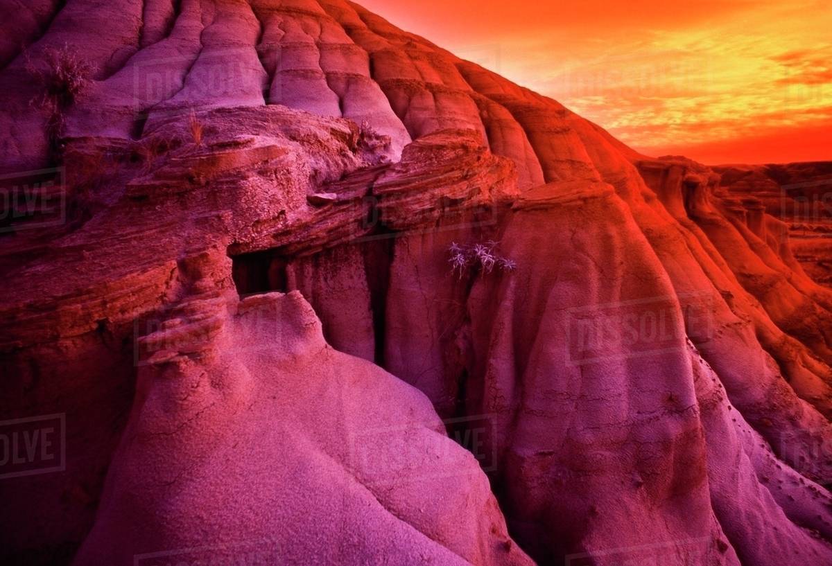 Weathered Sandstone Formations, Red Deer River Valley Near Drumheller ...