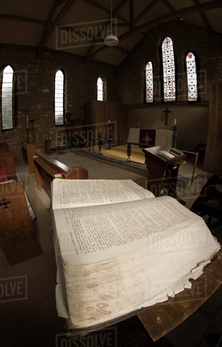 Closeup Of A Bible Inside A Church, Yorkshire, England - Stock Photo ...