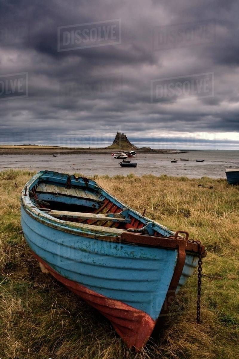 Row Boat On The Volcanic Shore Of Beblowe Craig, England - Stock Photo ...