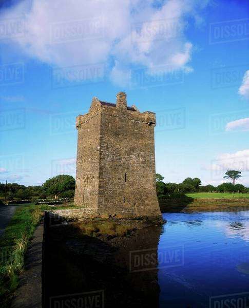 Rockfleet Castle Reflected In Water; Rockfleet Castle, Near Newport, Co ...