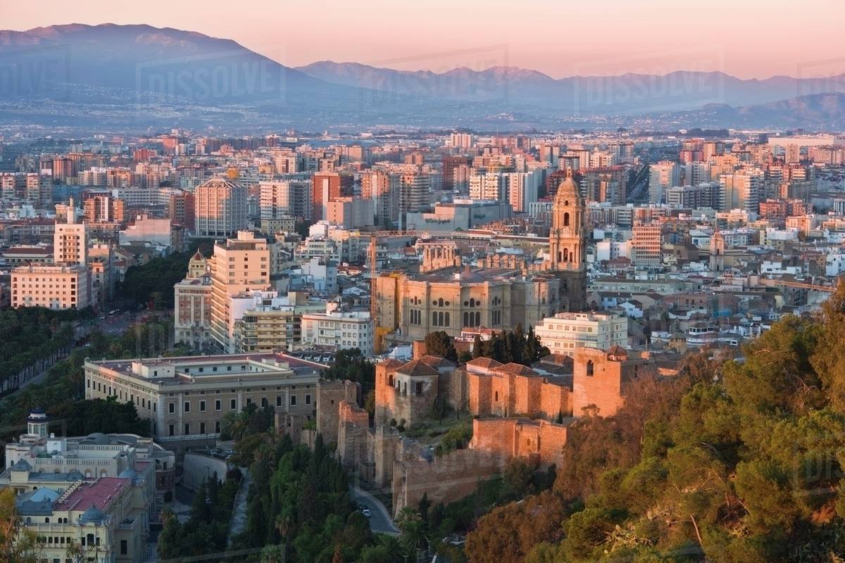 Malaga, Costa Del Sol, Spain, View Of The City And Walls Of The ...