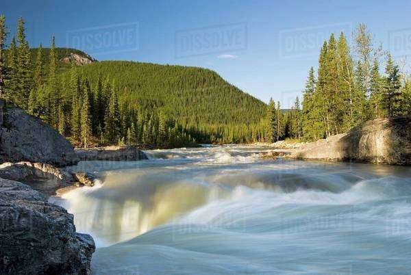 Waterfall, Elbow River, Kananaskis Country, Alberta - Royalty-free ...