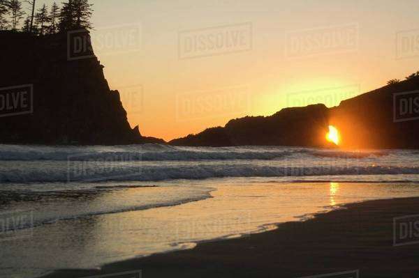 Sunset, Olympic Coast National Marine Sanctuary, Washington, United ...