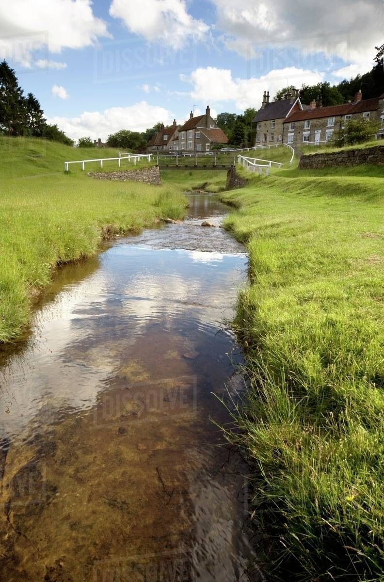 Stream By A Village, North Yorkshire, England - Royalty-free Stock ...