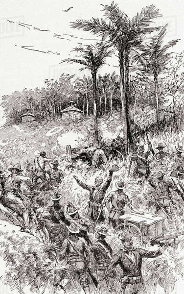 The Battle of Las Guasimas, Cuba, June 24, 1898, the first land ...