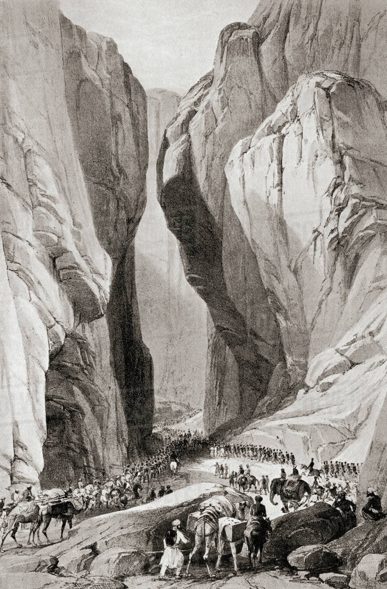 The British army entering the Bolan Pass, Toba Kakar Range of ...