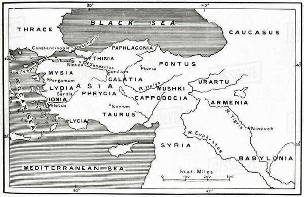 Map of Asia Minor circa 2nd century BC. From Hutchinson's History of ...