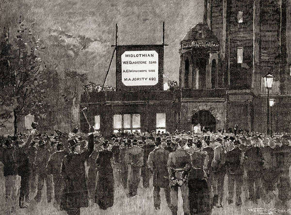 Announcing results of the General Election of 1892 at the National ...