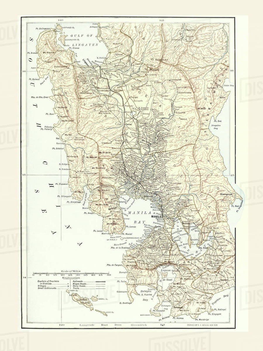 Map of Manila, Philippines and the seat of war during the Spanish ...