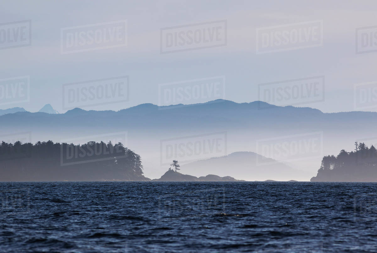 The pacific ocean near Hakai Pass on the Central Coast; British ...