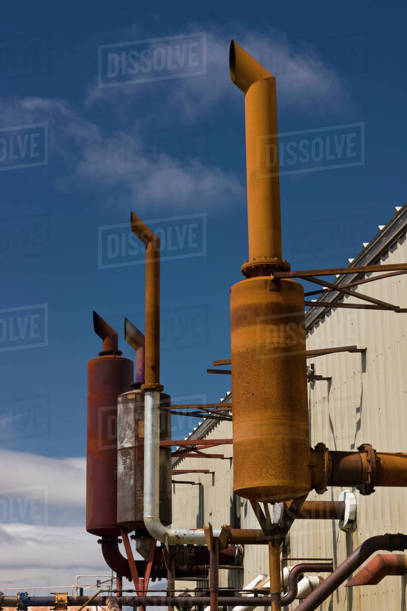 Exhaust vents on the outside of a large electrical power plant, Sand ...