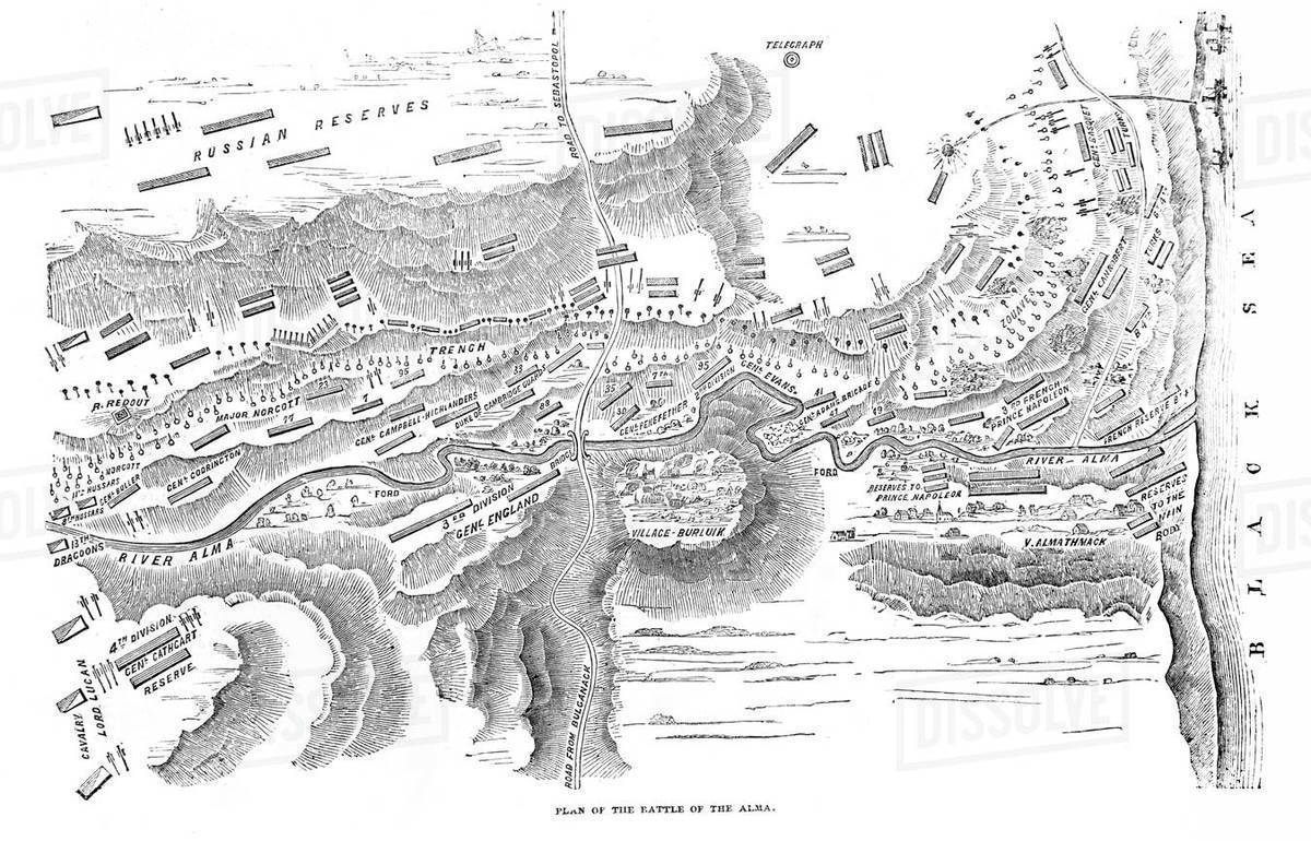 The Illustrated London News Etching From 1854.plan Of The Battle Of ...