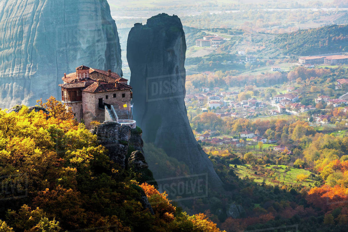 Monastery On A Cliff; Meteora, Greece - Stock Photo - Dissolve