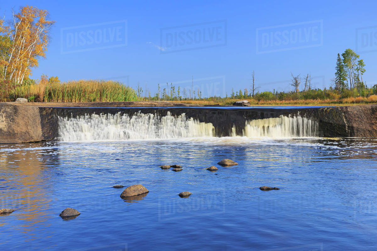 Rainbow Falls on the Whiteshell River in autumn, Whiteshell Provincial ...