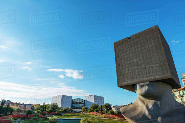 Tete Carree (Square Head) Sculpture By Sacha Sosno; Nice, Cote D'azur ...