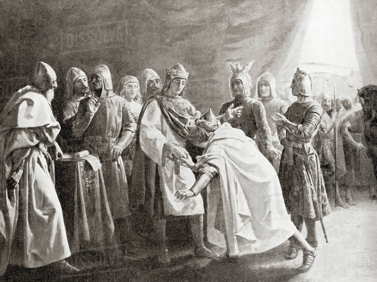The surrender of Granda, Spain by Muhammad XII to Ferdinand II in 1492 ...