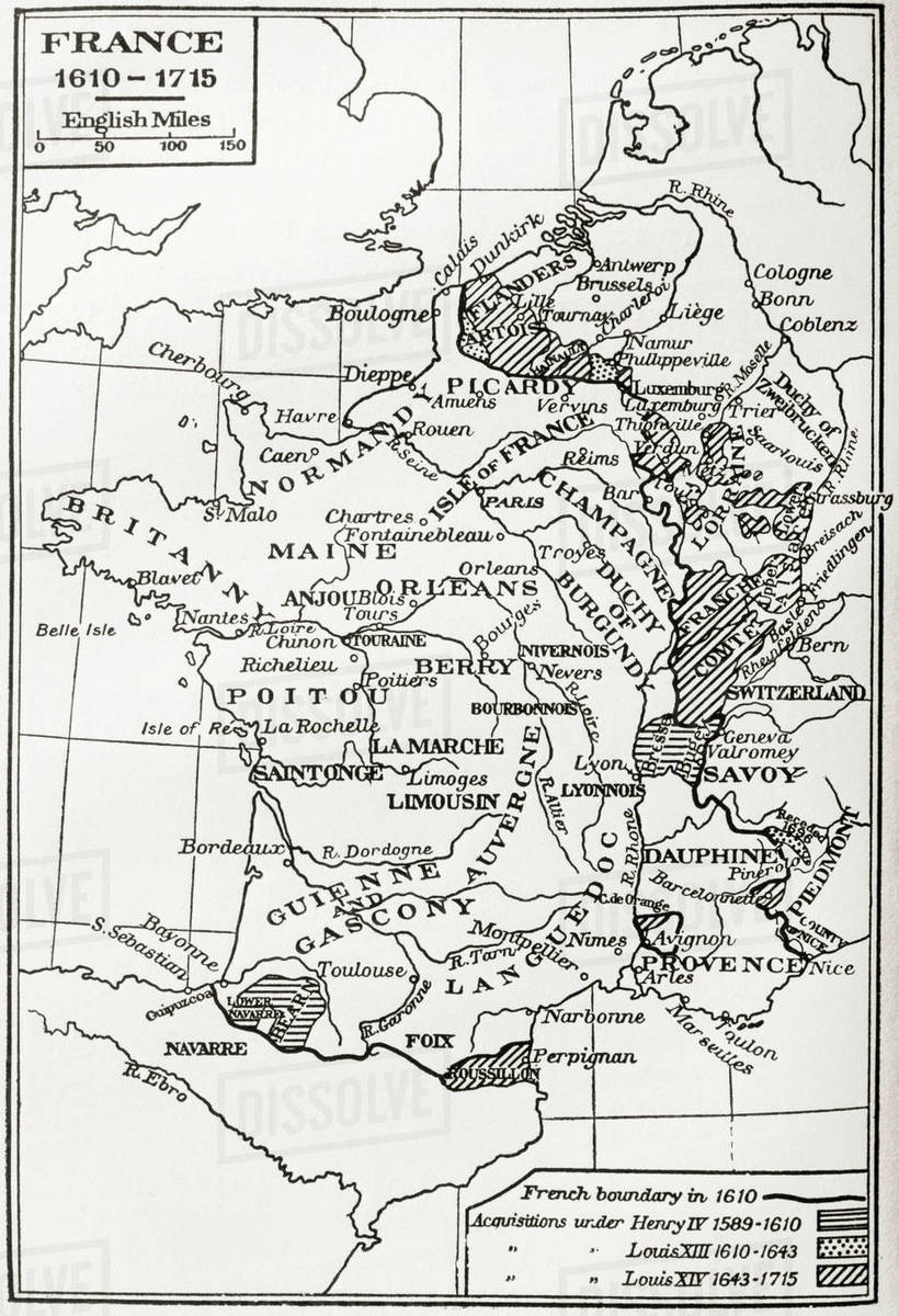 Map of France, 1610 - 1715. From France, Mediaeval and Modern A History ...
