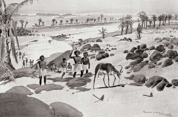 Early Egyptians hunting gazelle for food by throwing tomahawks to lame ...