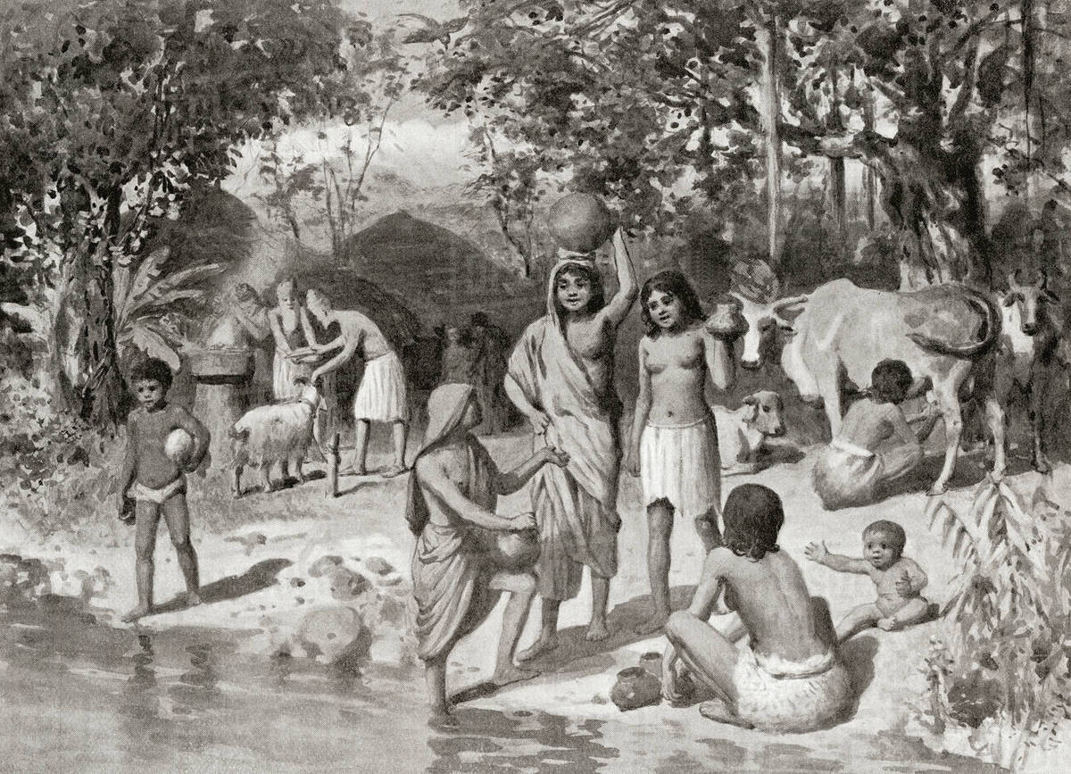 An Indo-Aryan settlement in ancient India. From Hutchinson's History of ...