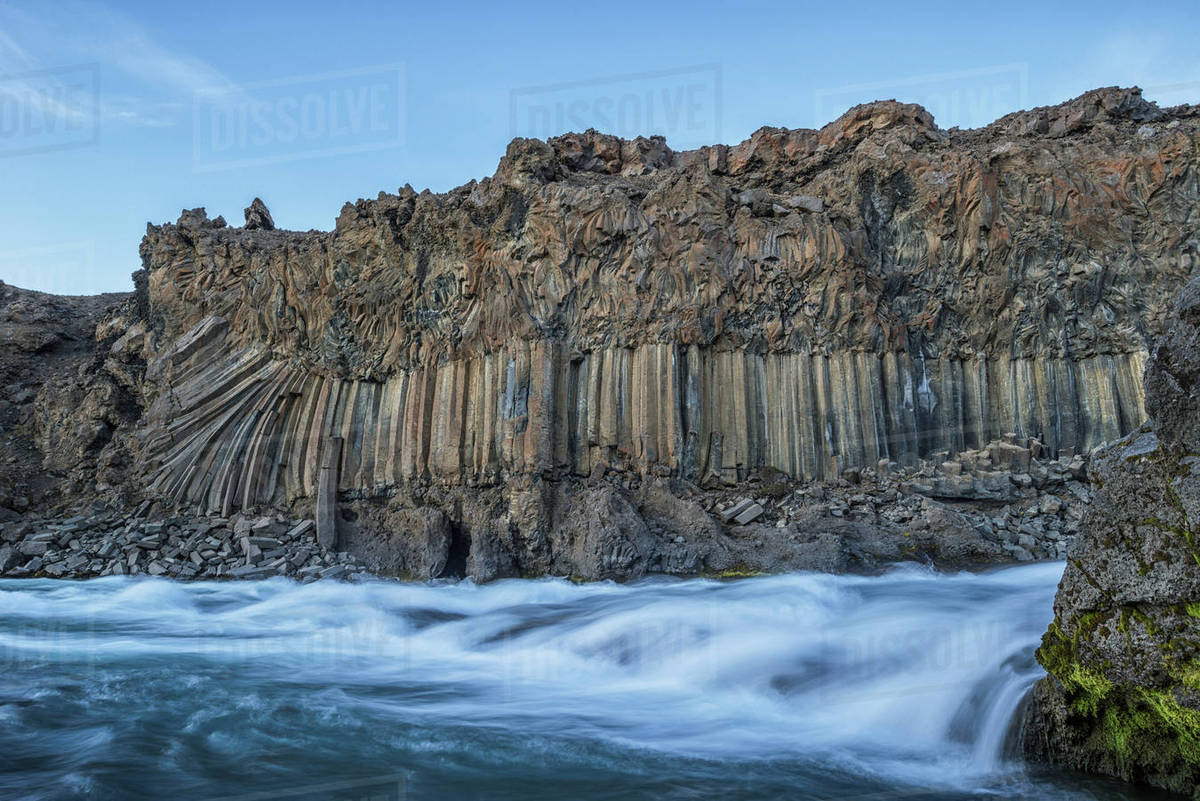 The Basalt Column And Waterfall Known As Aldeyjarfoss In Northern ...