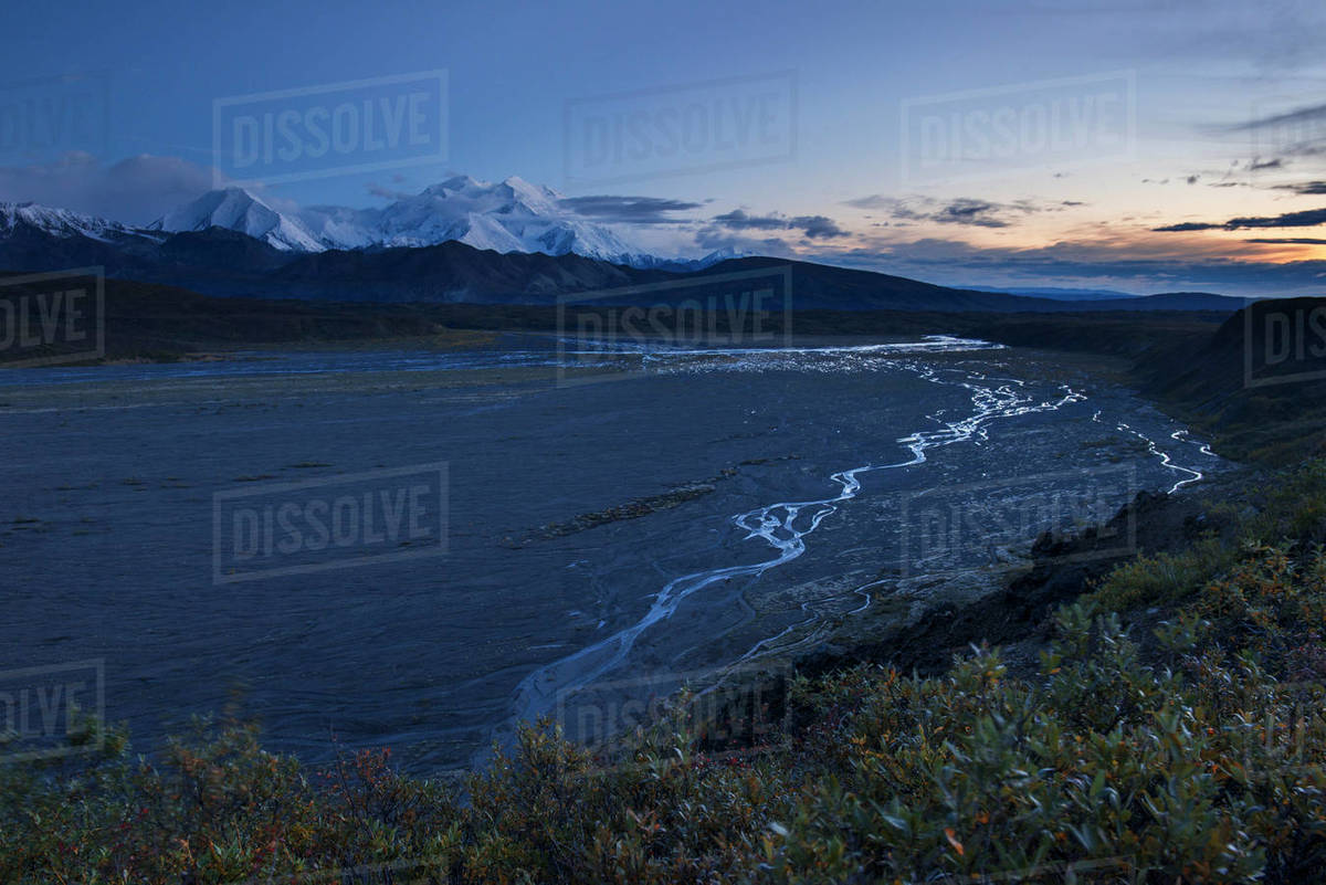 The Thorofare River Winds Down Toward The Mckinley River, While Denali ...