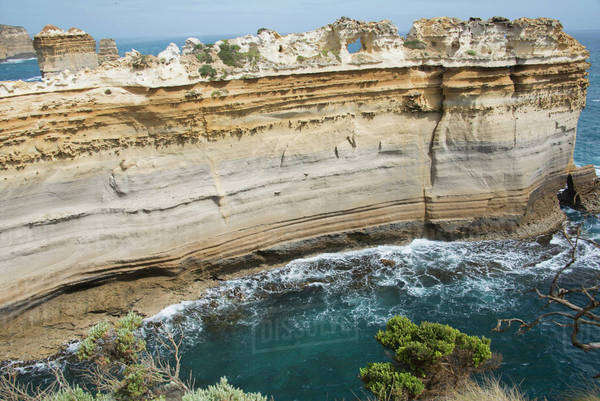 Fantastic formation of eroded limestone cliff; Victoria, Australia ...