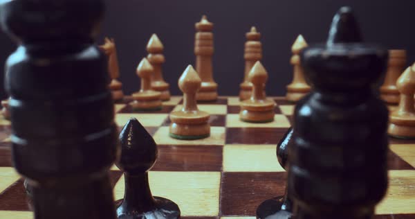 Macro probe shot of a chessboard. Shot on a cinema camera in 4K RAW ...