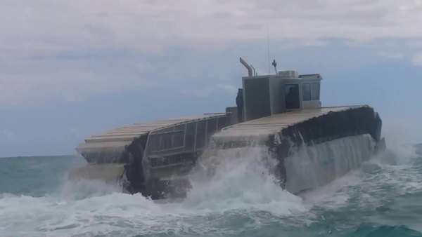 Footage of the Ultra Heavy-Lift Amphibious Connector (UHAC) at Marine ...