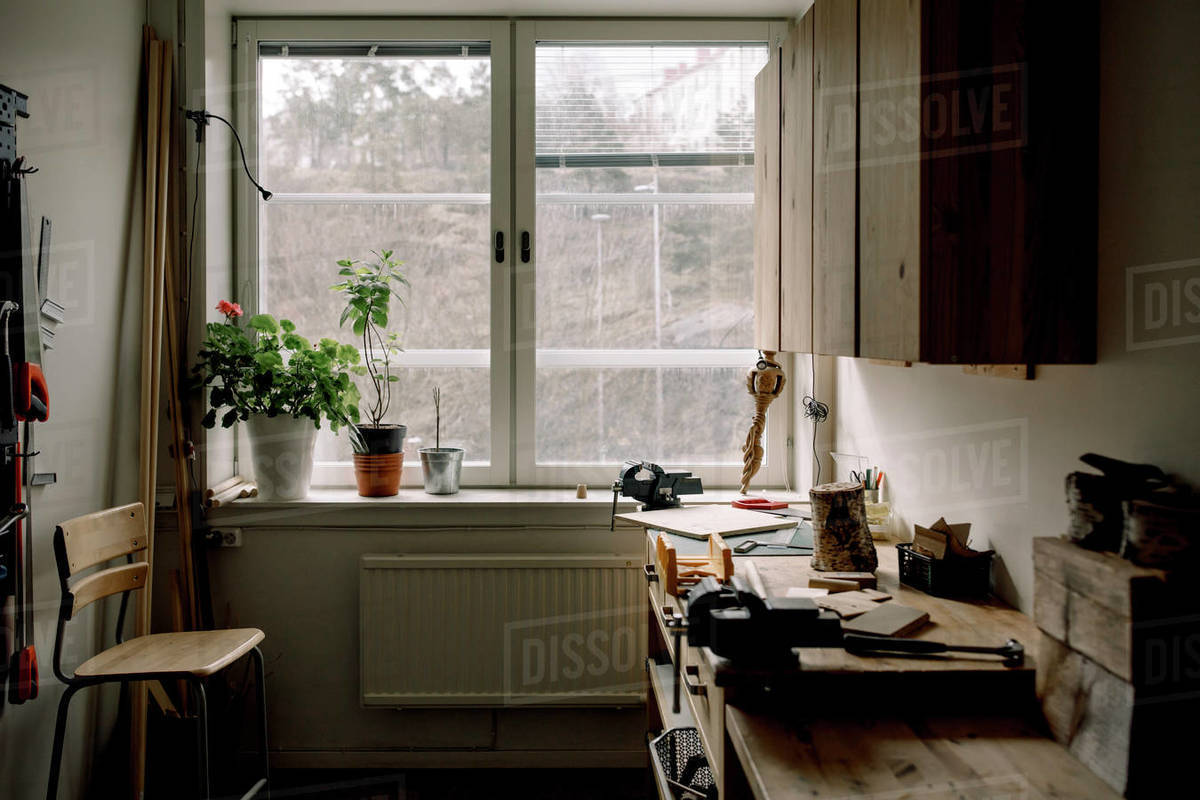 Empty carpentry classroom in high school - Stock Photo - Dissolve