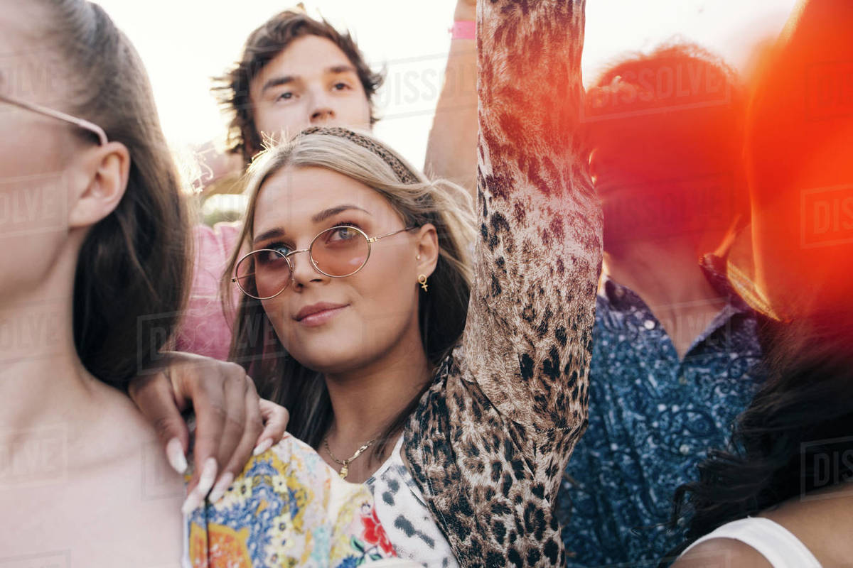 Young fans cheering together in music concert - Royalty-free Stock ...