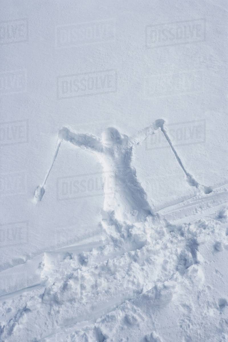 Skiers outline in the snow - Royalty-free Stock Photo | Dissolve