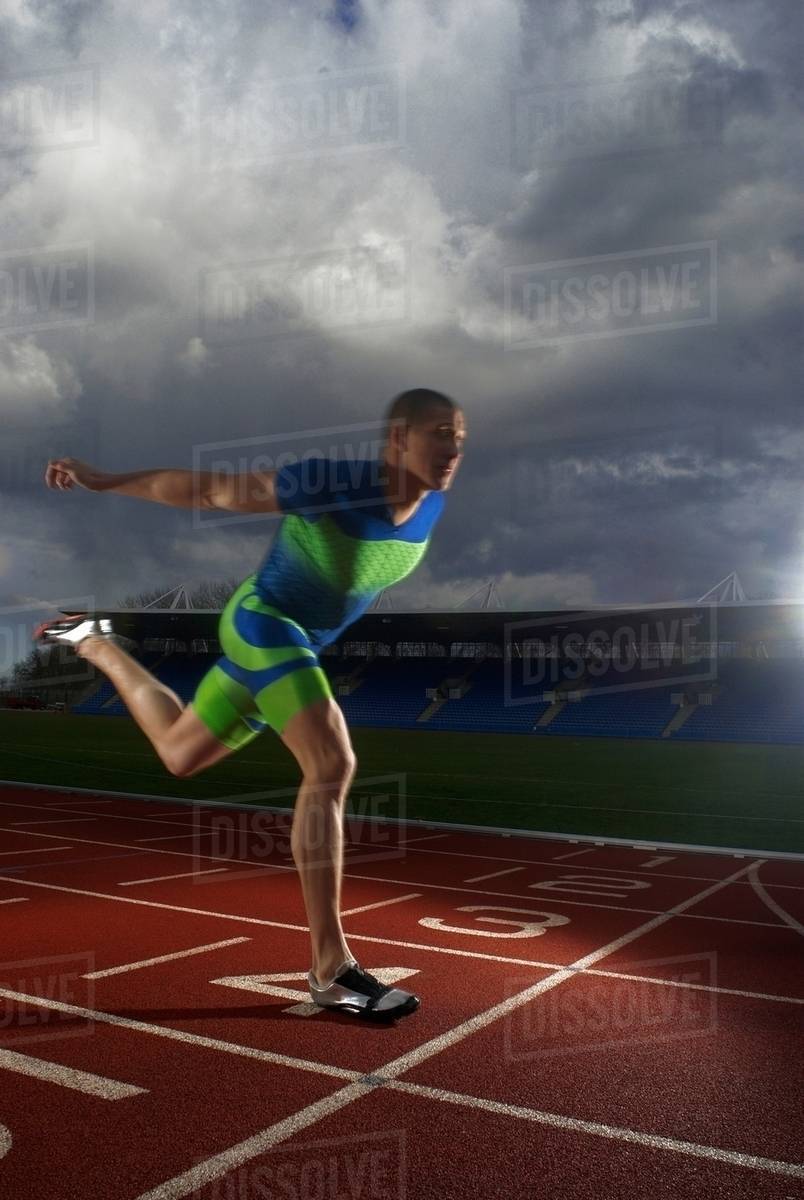 Athlete crossing line - Stock Photo - Dissolve