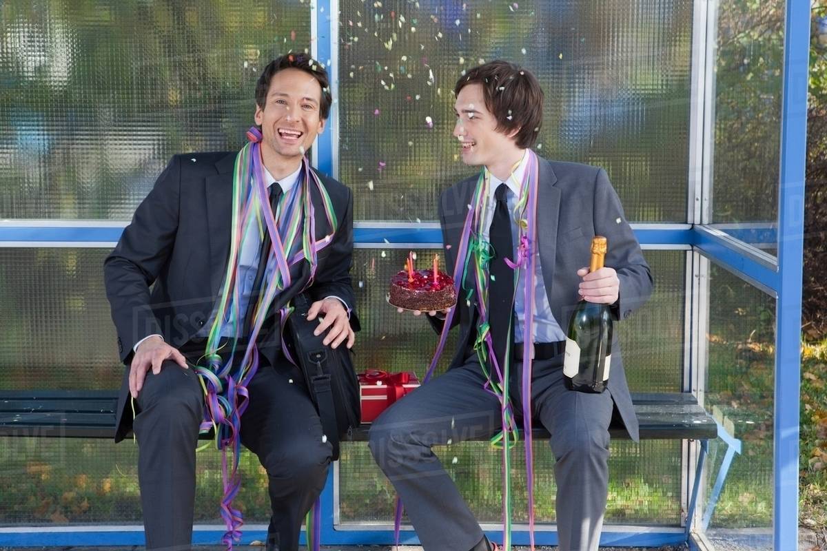 Businessmen sitting at stop, party set - Royalty-free Stock Photo ...