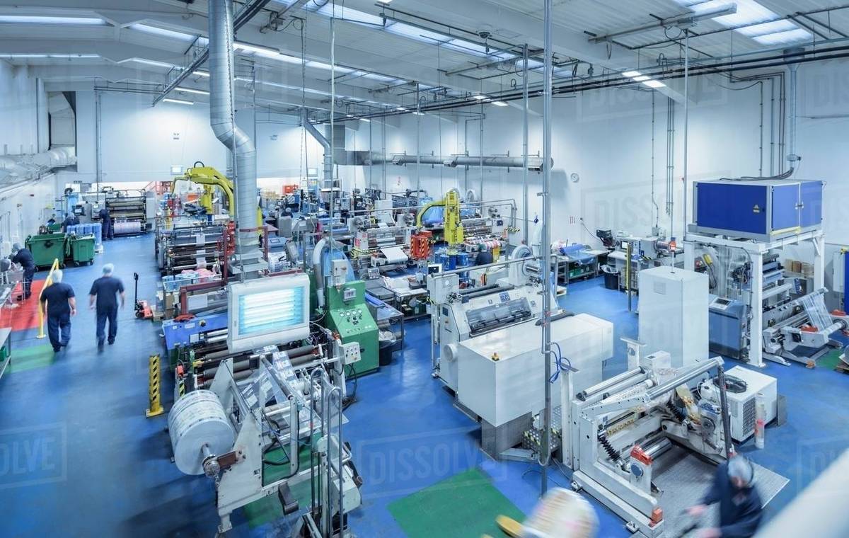 Overview of food packaging printing factory - Stock Photo - Dissolve