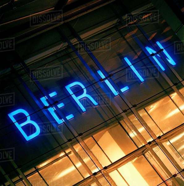 Neon Illuminated Berlin sign, Berlin, Germany - Stock Photo - Dissolve