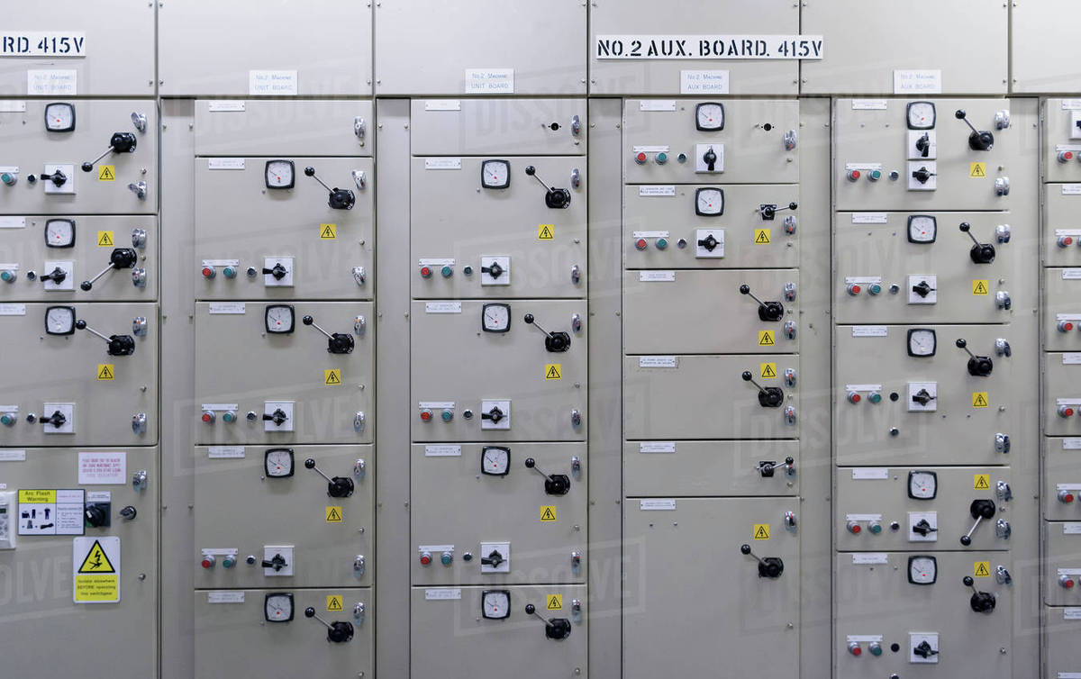 Switch gear in hydroelectric power station - Stock Photo - Dissolve