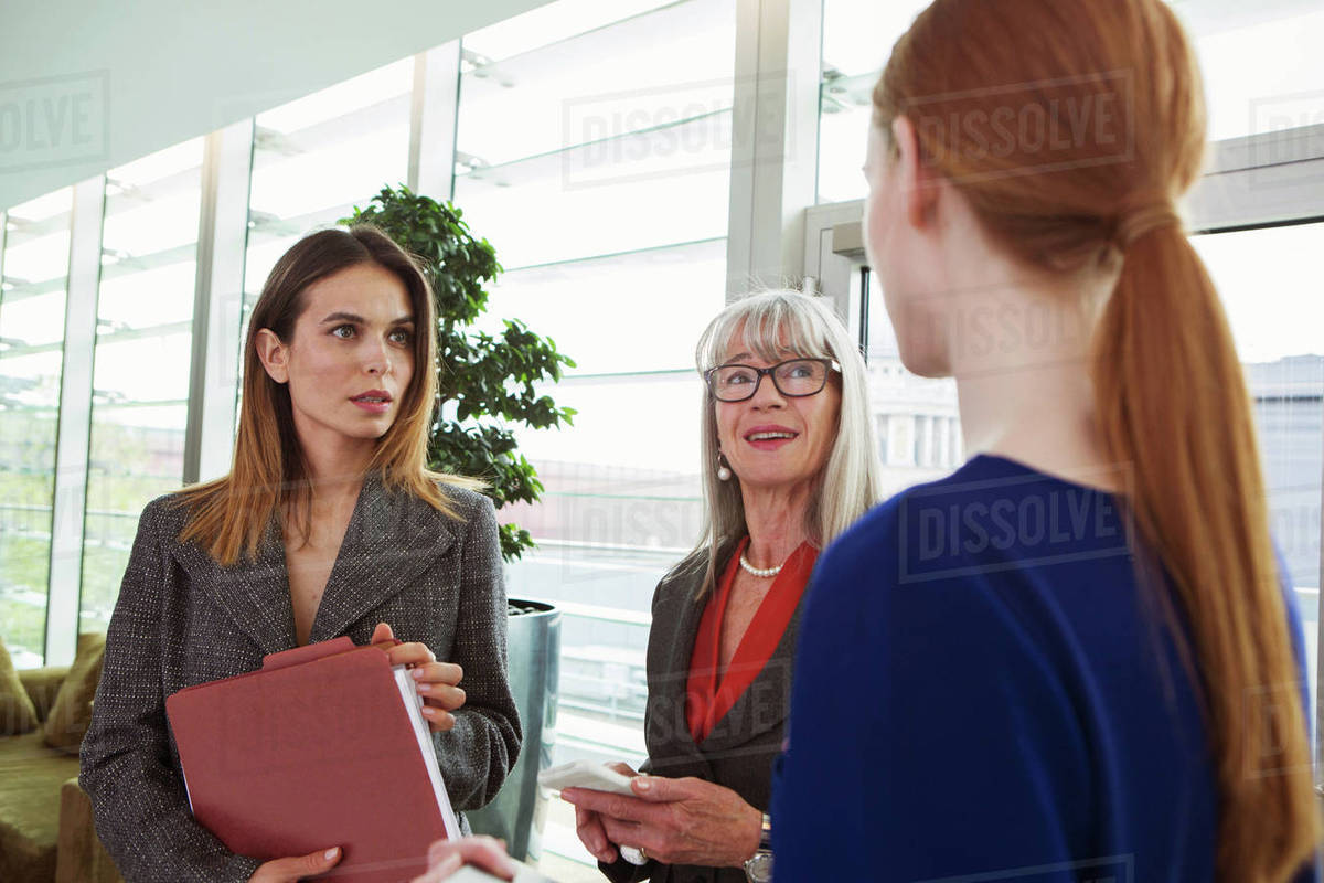 Businesswomen standing having discussion - Royalty-free Stock Photo ...