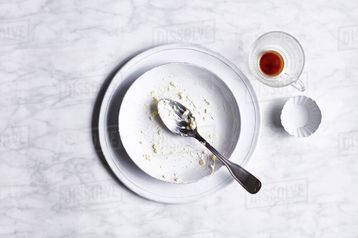 Empty breakfast bowl, overhead view - Royalty-free Stock Photo | Dissolve