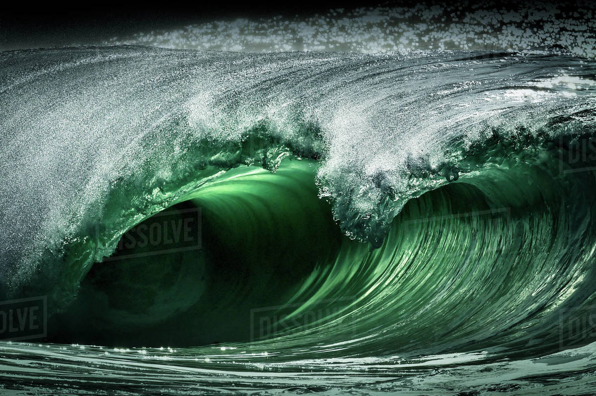 Riley's wave, a giant barreling wave, Kilkee, Clare, Ireland - Royalty ...