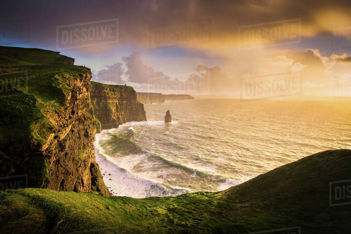 Cliffs of Moher at sunset, Doolin, Clare, Ireland - Royalty-free Stock ...