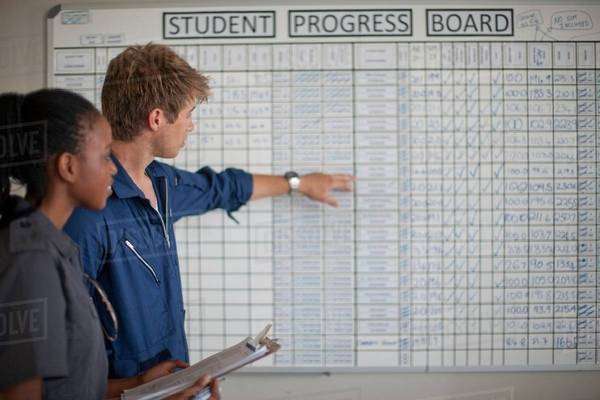 Student pilots checking progress board - Royalty-free Stock Photo ...